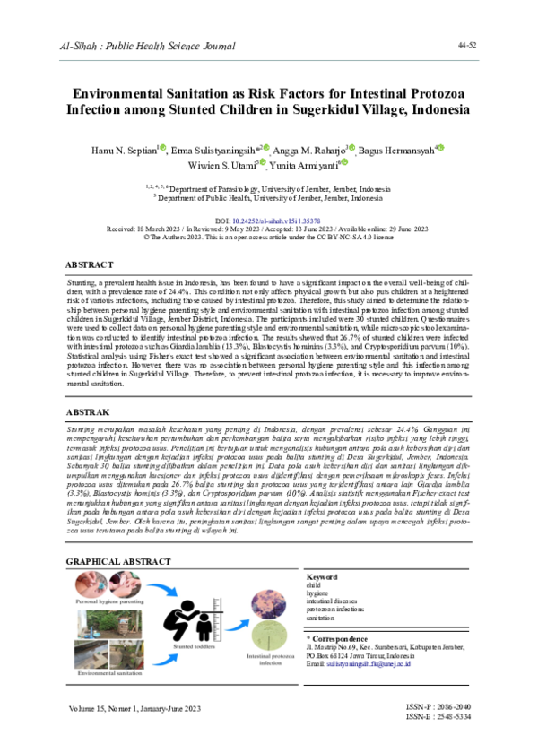 (PDF) Environmental Sanitation as Risk Factors for Intestinal Protozoa ...
