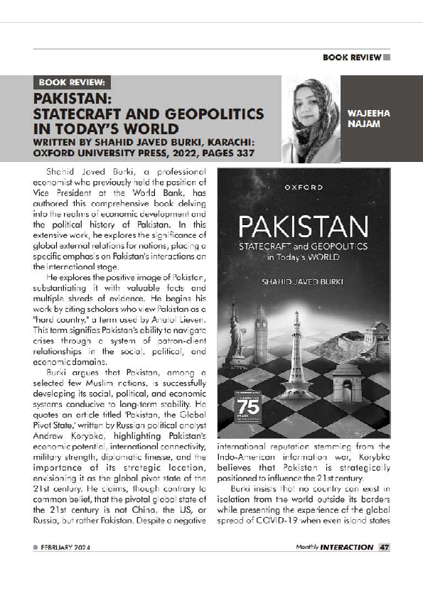 (PDF) Pakistan: Statecraft and Geopolitics in Today’s World, written by ...