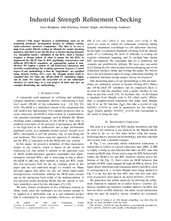 (PDF) Industrial strength refinement checking