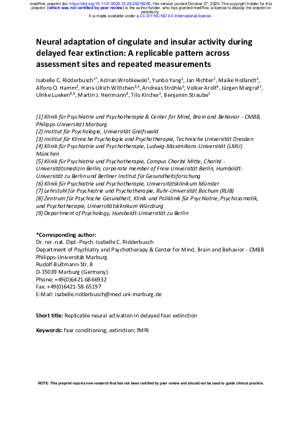 (PDF) Neural adaptation of cingulate and insular activity during ...