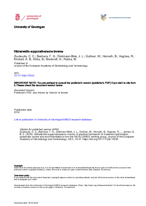 (PDF) Hidradenitis suppurativa/acne inversa: a practical framework for ...
