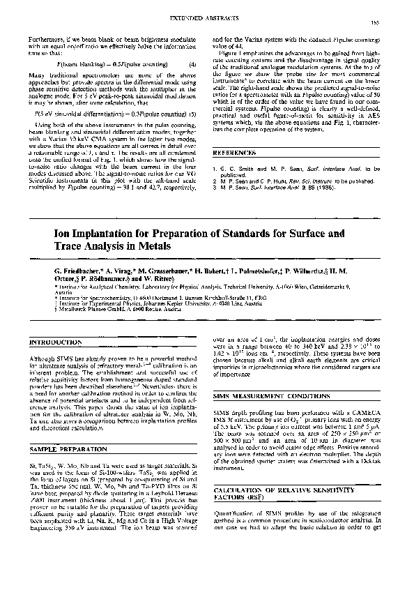 (PDF) Ion implantation for preparation of standards for surface and ...