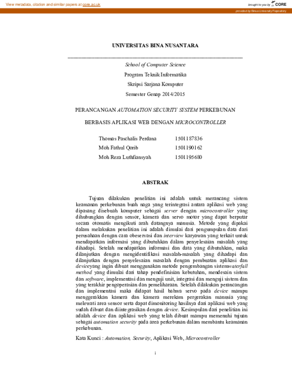 (PDF) Perancangan Automation Security System Perkebunan Berbasis ...
