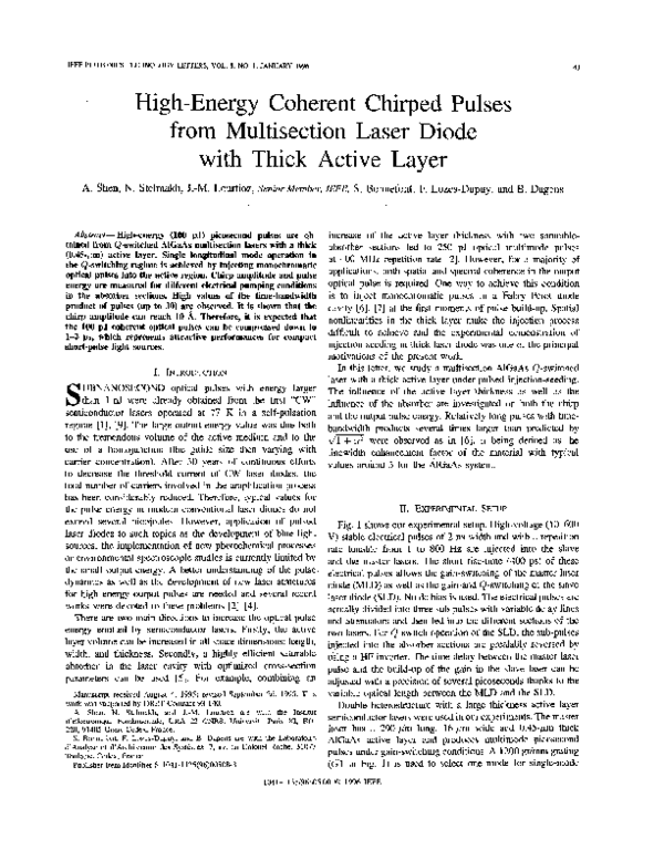(PDF) High-energy coherent chirped pulses from multisection laser diode with thick active layer