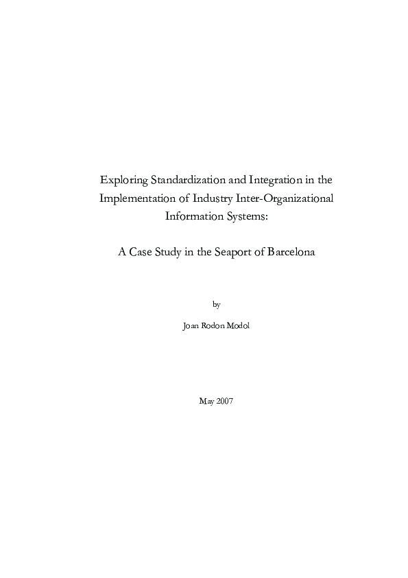 (PDF) Standardization in Inter-Organizational Systems