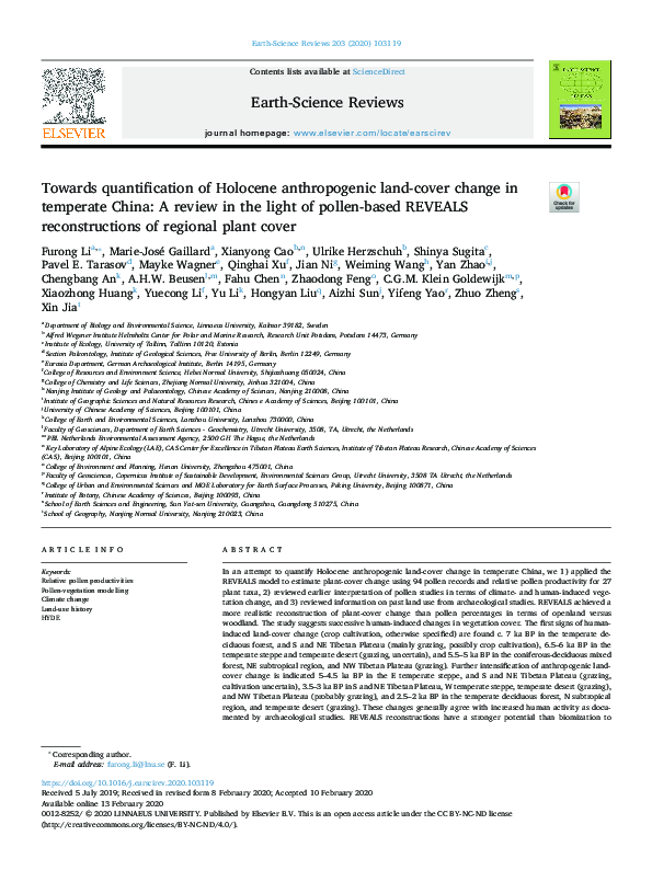 (PDF) Towards quantification of Holocene anthropogenic land-cover ...