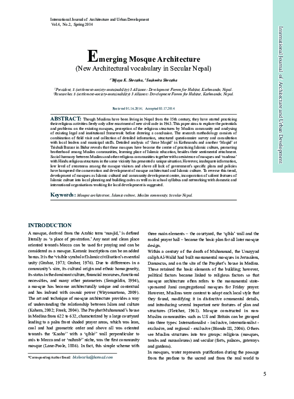 (PDF) Emerging Mosque Architecture (New Architectural vocabulary in ...