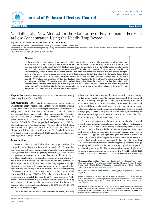 (PDF) Validation of a New Method for the Monitoring of Environmental ...