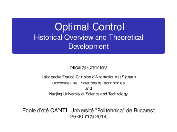 (PDF) Optimal Control Historical Overview and Theoretical Development