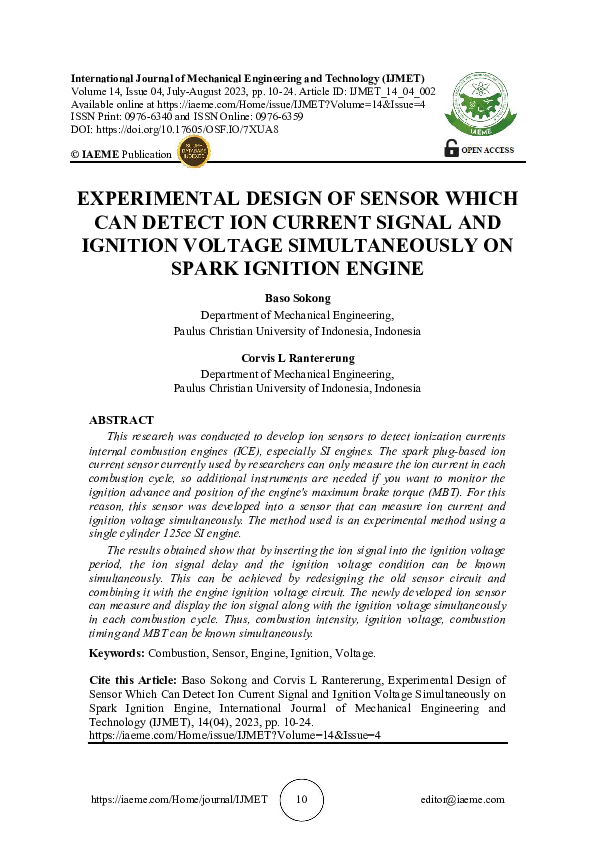 (PDF) EXPERIMENTAL DESIGN OF SENSOR WHICH CAN DETECT ION CURRENT SIGNAL ...