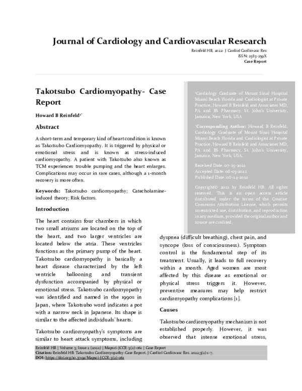 (PDF) Takotsubo Cardiomyopathy-Case Report