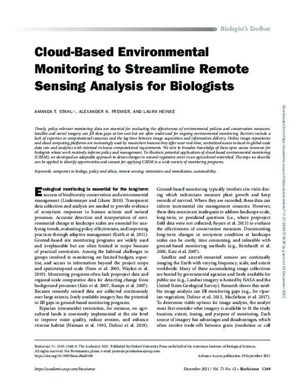 (PDF) Cloud-Based Environmental Monitoring to Streamline Remote Sensing ...