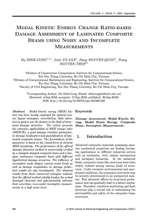 (PDF) Modal Kinetic Energy Change Ratio-based Damage Assessment of ...