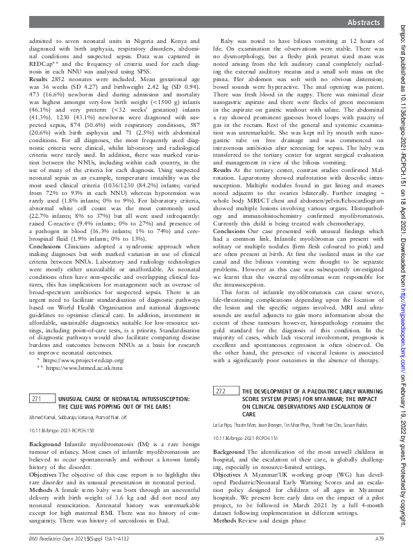 (PDF) 272 The development of a paediatric early warning score system ...