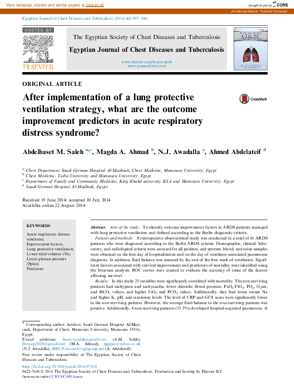 (PDF) After implementation of a lung protective ventilation strategy ...