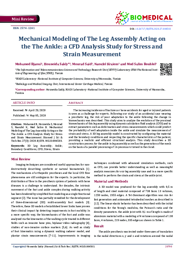 (PDF) Mechanical Modeling of The Leg Assembly Acting on the The Ankle ...