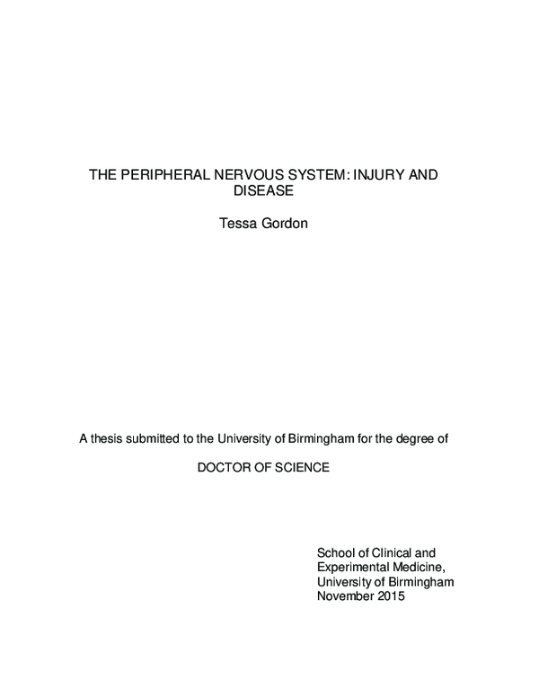 (PDF) The peripheral nervous system : injury and disease