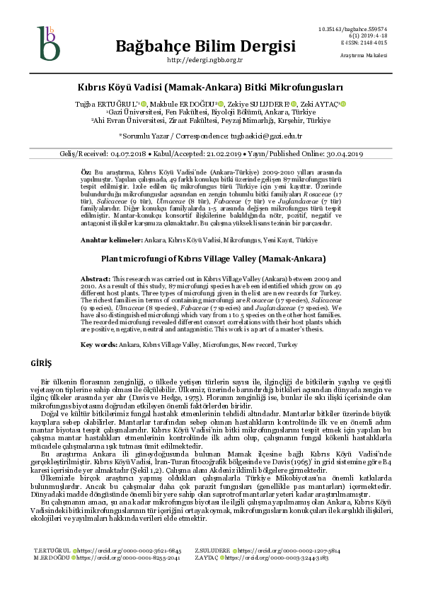 (PDF) Septoria species in Kıbrıs Village Valley (Ankara, Turkey)