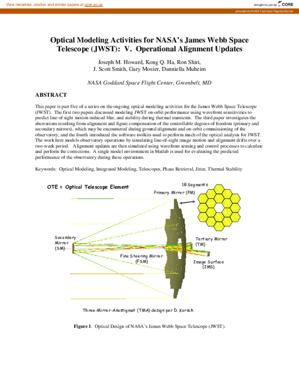 (PDF) Optical modeling activities for NASA's James Webb Space Telescope ...