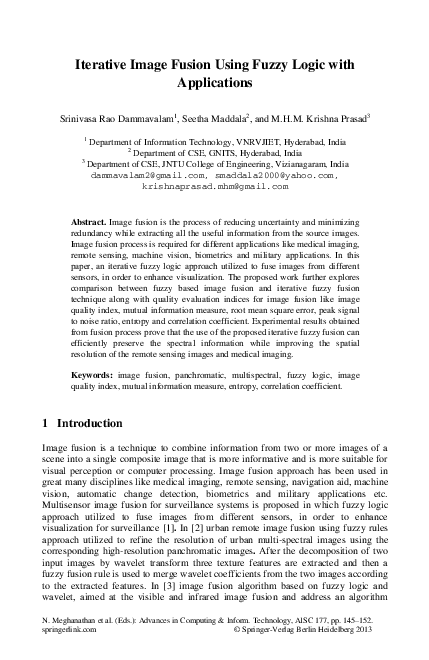 (PDF) Iterative Image Fusion Using Fuzzy Logic with Applications
