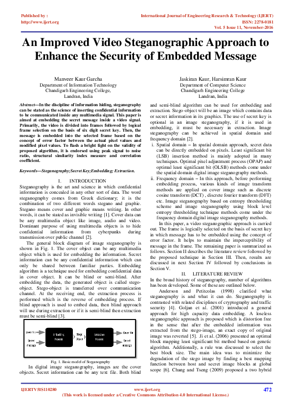 (PDF) An Improved Video Steganographic Approach to Enhance the Security ...