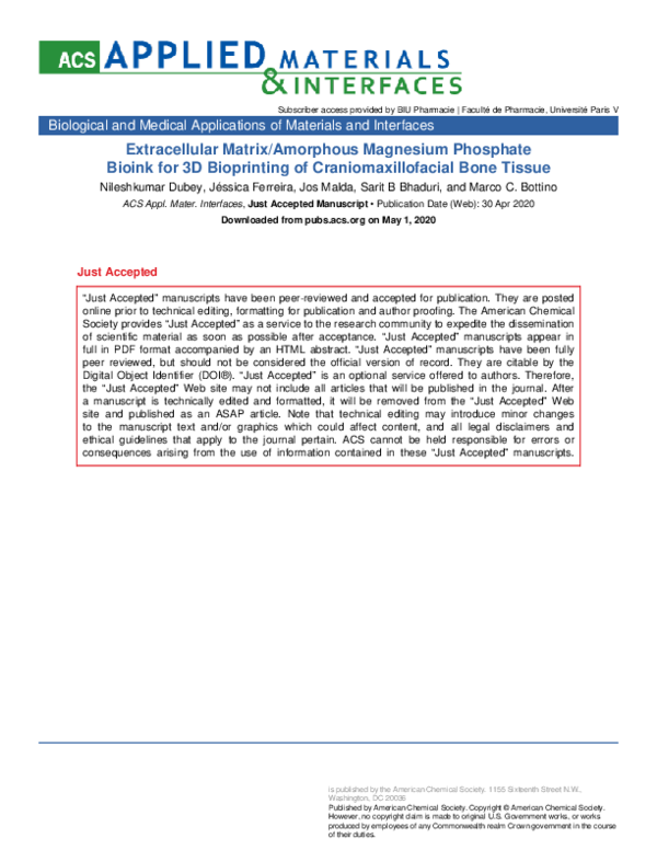 (PDF) Extracellular Matrix/Amorphous Magnesium Phosphate Bioink for 3D ...