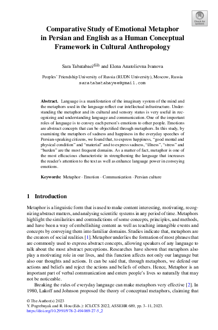 (PDF) Comparative Study of Emotional Metaphor in Persian and English as a Human Conceptual ...