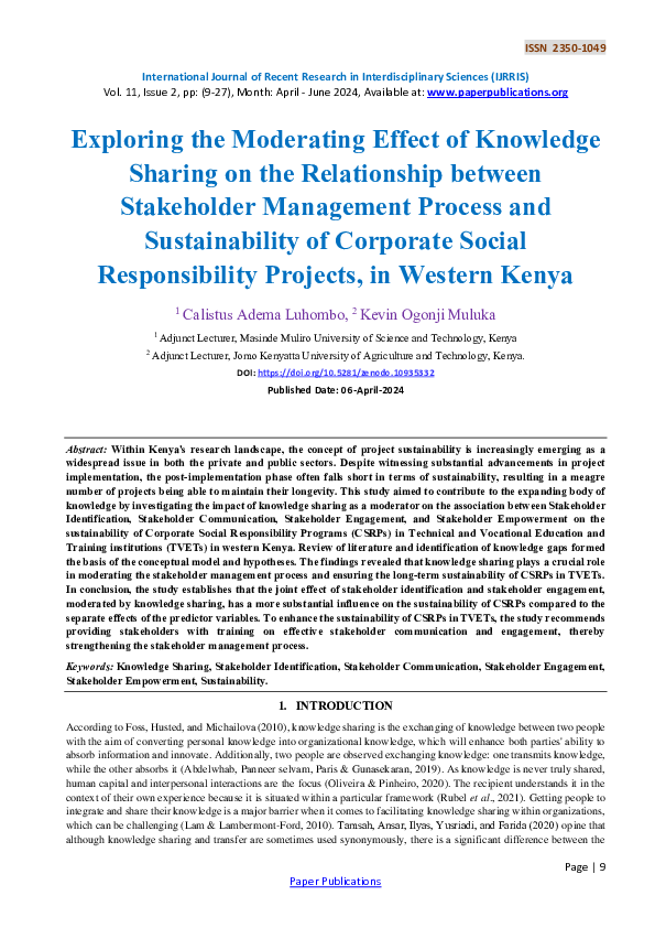 (PDF) Exploring the Moderating Effect of Knowledge Sharing on the Relationship between ...