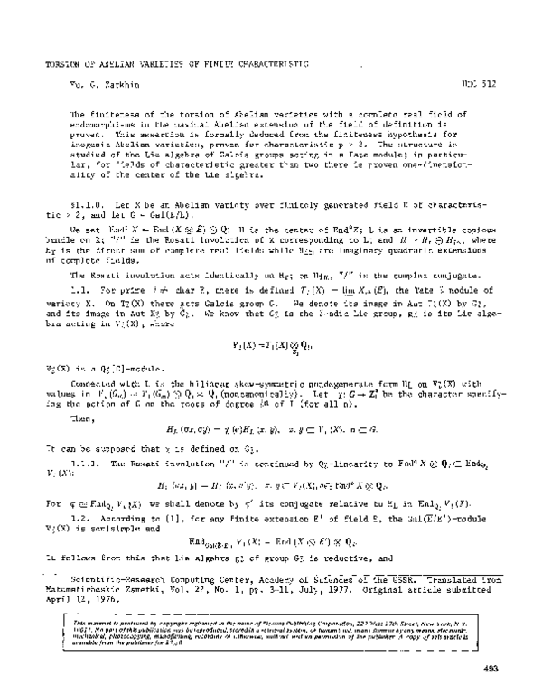 Pdf Torsion Of Abelian Varieties Of Finite Characteristic