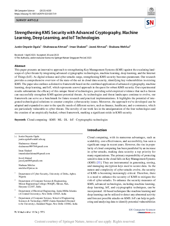 (PDF) Strengthening KMS Security with Advanced Cryptography, Machine ...