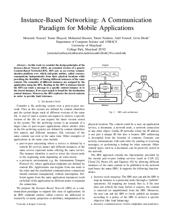 (PDF) Instance-Based Networking: An Overlay for Content Communication
