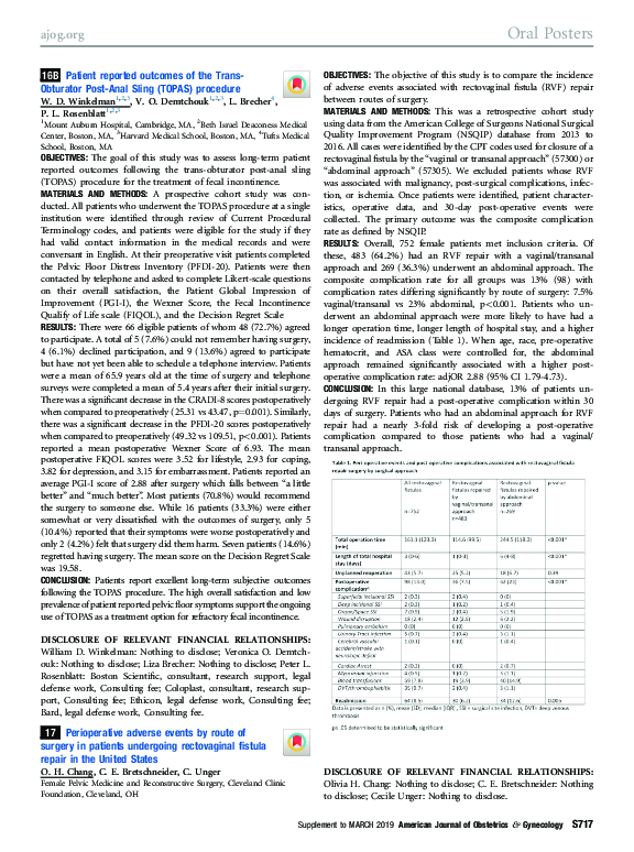 (PDF) 16B: Patient reported outcomes of the Trans-Obturator Post-Anal Sling (TOPAS) procedure