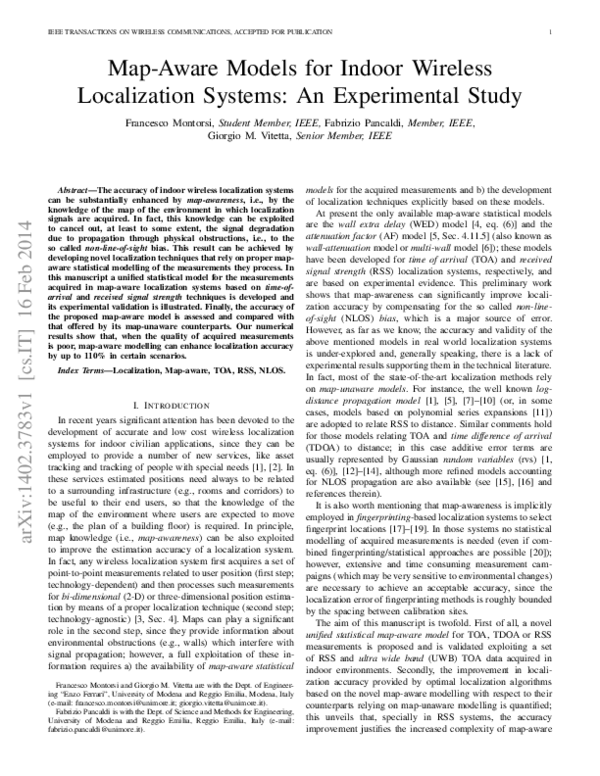 (PDF) Map-Aware Models for Indoor Wireless Localization Systems: An ...