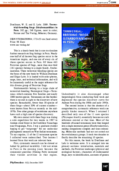 (PDF) Terrestrial-Breeding Frogs (Strabomantidae) in Peru