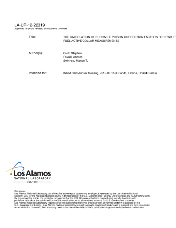 (PDF) The Calculation of Burnable Poison Correction Factors for PWR ...