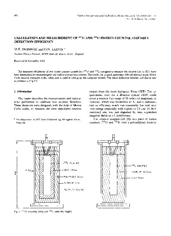 (PDF) Calculation and measurement of 235U and 238U fussion counter assembly detection efficiency