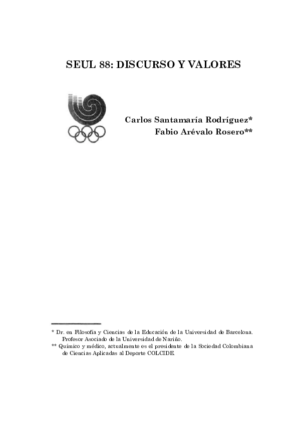 (PDF) Seul 88: Discurso y Valores