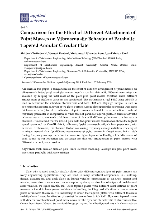 Pdf Comparison For The Effect Of Different Attachment Of Point Masses
