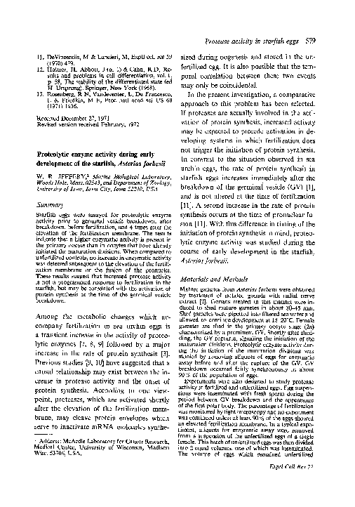 (PDF) Proteolytic enzyme activity during early development of the ...