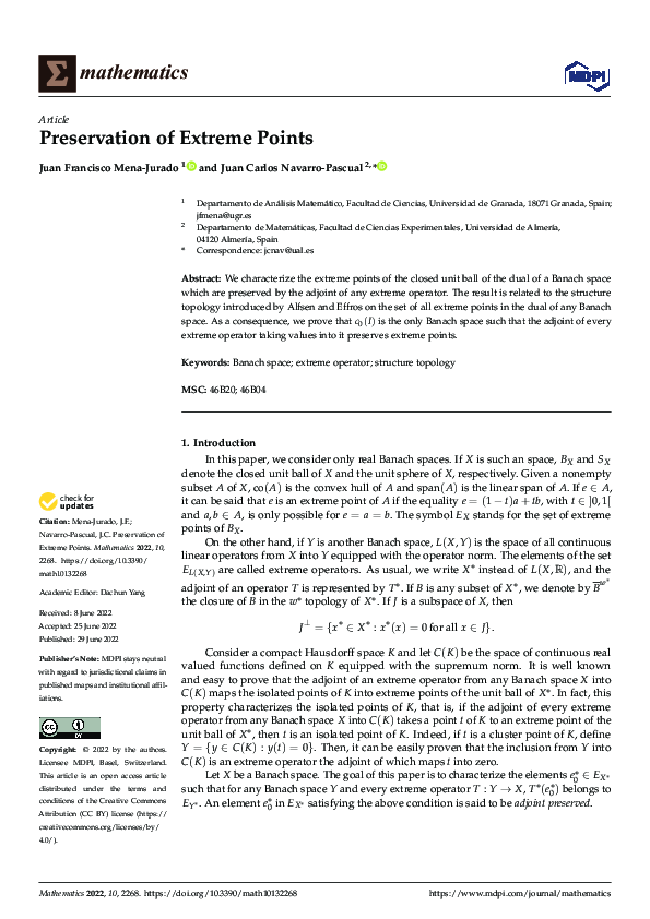 (PDF) Preservation of Extreme Points