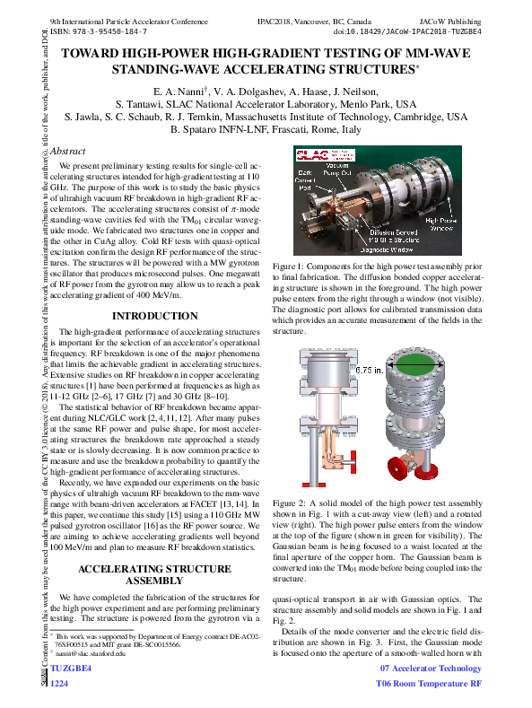(PDF) Toward High-Power High-Gradient Testing of mm-Wave Standing-Wave ...