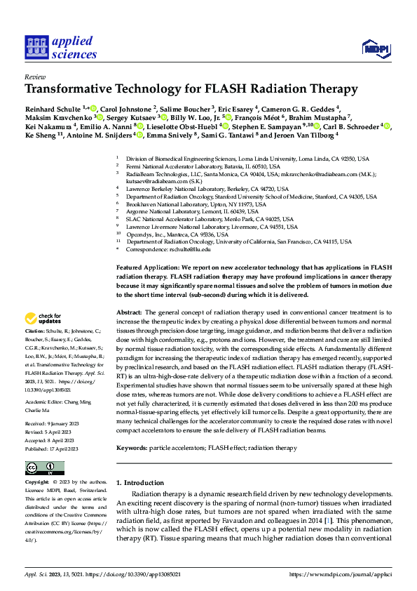 (PDF) Transformative Technology for FLASH Radiation Therapy