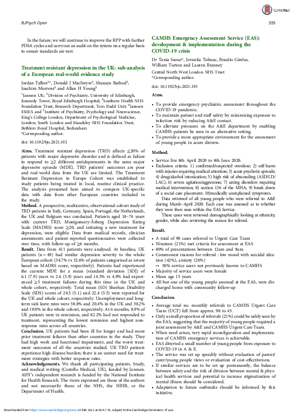 (PDF) CAMHS Emergency Assessment Service (EAS): development ...