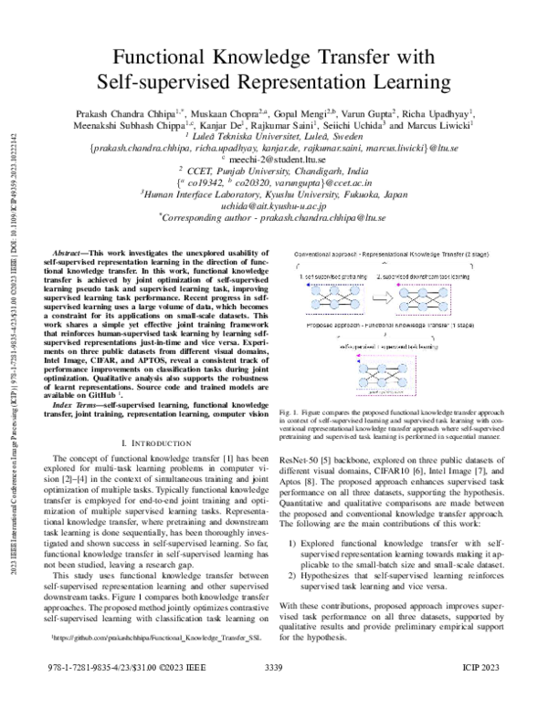 (PDF) Functional Knowledge Transfer with Self-supervised Representation Learning