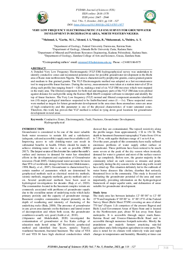 (PDF) Very Low Frequency Electromagnetic (VLF-Em) Survey for ...
