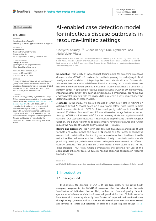 (PDF) AI-enabled case detection model for infectious disease outbreaks ...