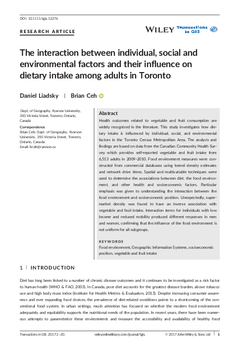 (PDF) The interaction between individual, social and environmental ...