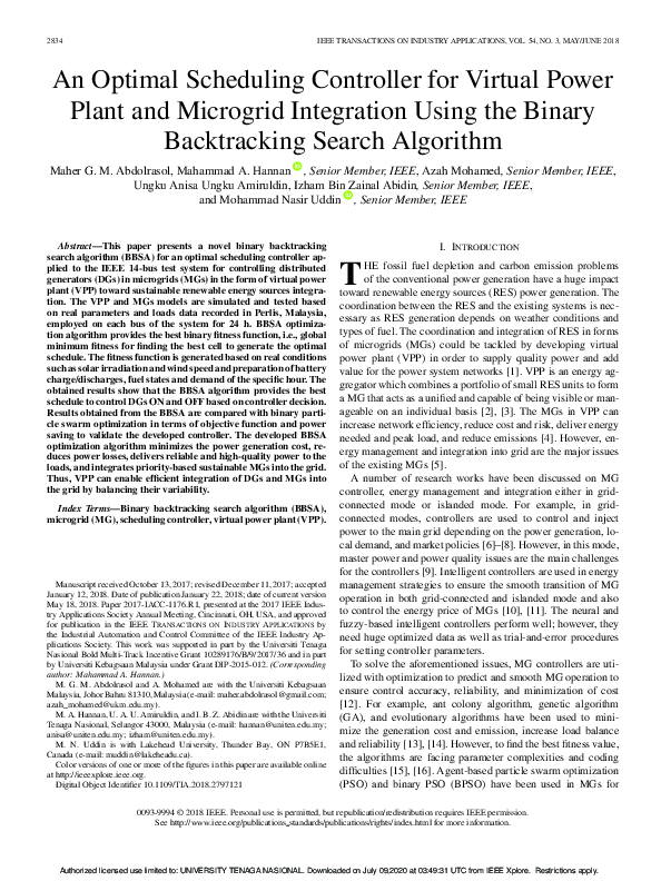 Pdf An Optimal Scheduling Controller For Virtual Power Plant And Microgrid Integration Using