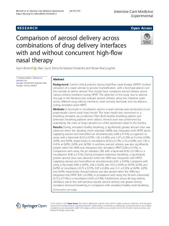 (PDF) Comparison of aerosol delivery across combinations of drug ...