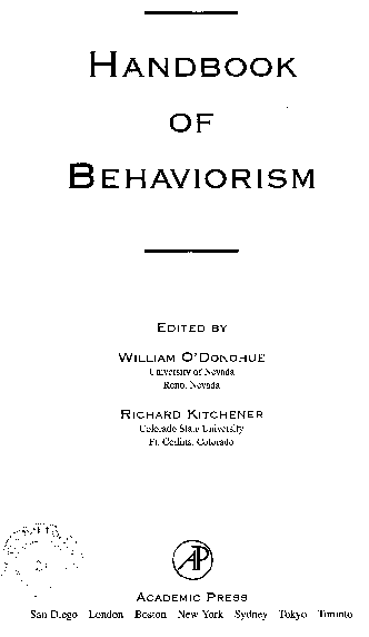 (PDF) Handbook of behaviorism